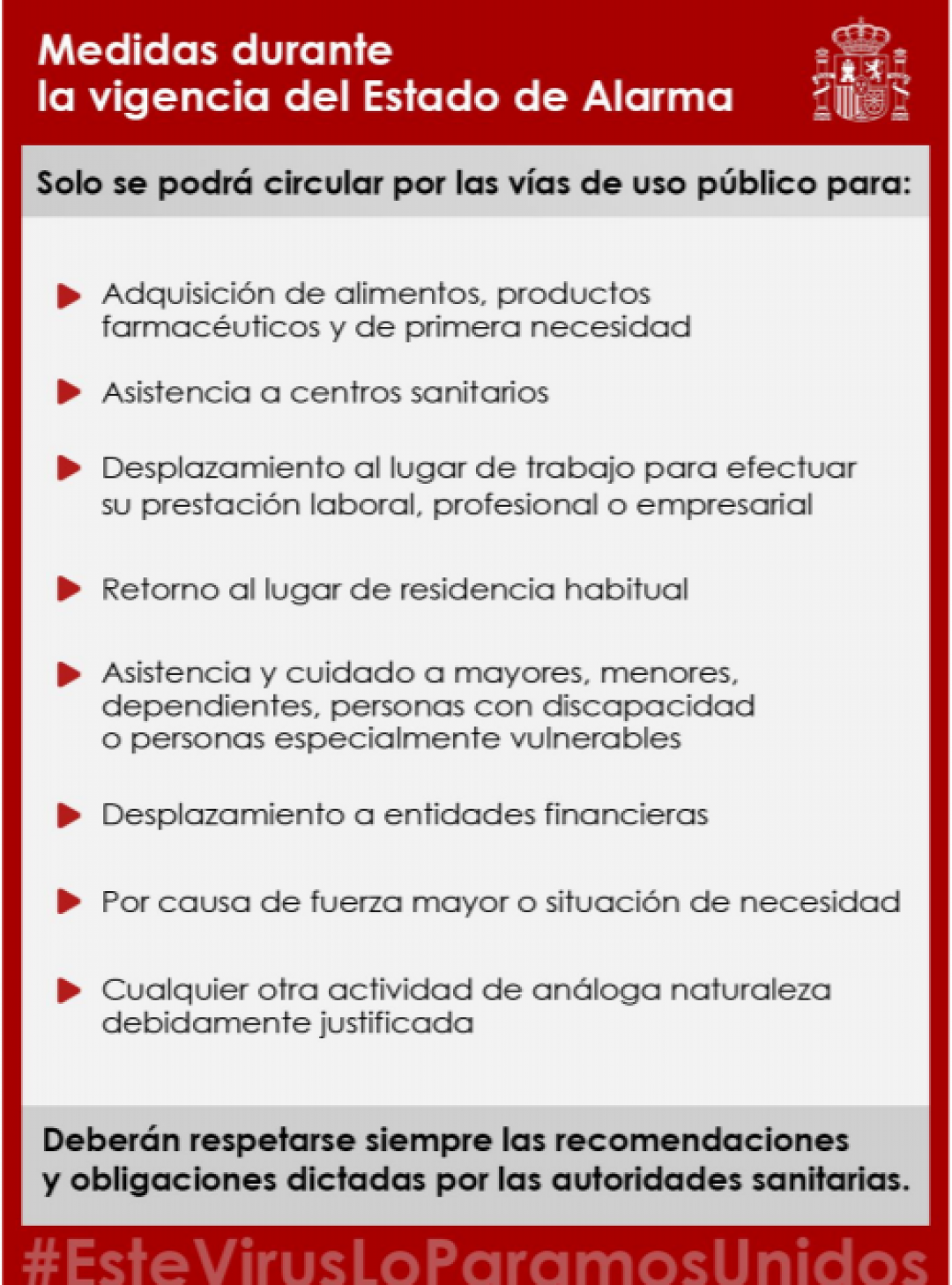 medidas que entran en vigor con el estado de alarma durante 15 días